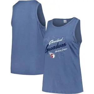SOFT AS A GRAPE Cleveland Guardians High Neck Tri-blend Tank Top - Navy