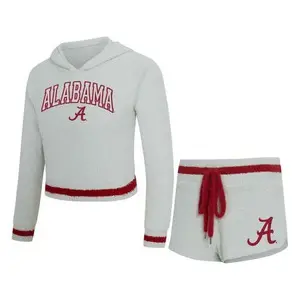 CONCEPTS SPORT Crimson Alabama Crimson Tide Whitley Long Sleeve Hoodie Top & Shorts Set - Gray