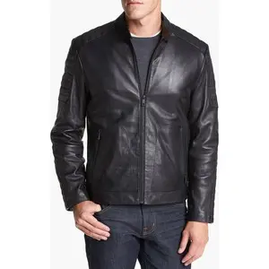 Andrew Marc Landon Leather Moto Jacket - Black