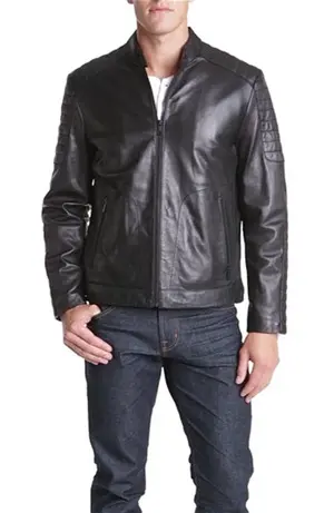 Andrew Marc Landon Leather Moto Jacket
