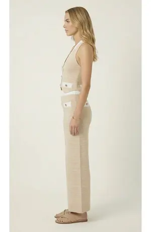 MODENAIRE Ribbed Knit Vest And Wide Leg Pant Set