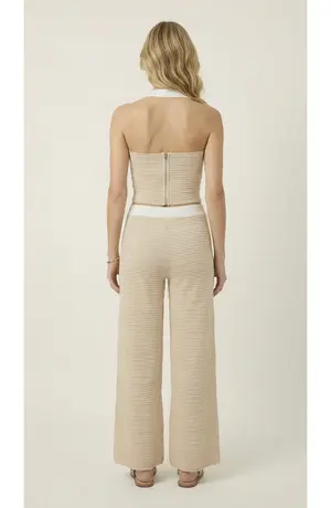 MODENAIRE Ribbed Knit Vest And Wide Leg Pant Set