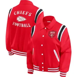WEAR BY ERIN ANDREWS Kansas City Chiefs Varsity Lightweight Full-snap Jacket - Red