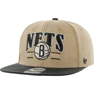 '47 Black Brooklyn Nets Chilmark Captain Snapback Hat - Khaki