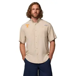 Columbia Tennessee Volunteers Tamiami Omni-shade Button-down Shirt - Tan