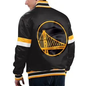 STARTER Golden State Warriors Home Game Satin Full-snap Varsity Jacket