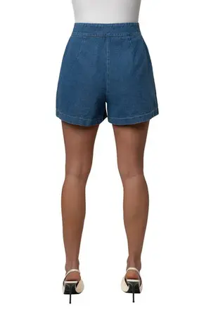 JLUXLABEL High Waisted Wide Leg Denim Shorts - Medium Wash