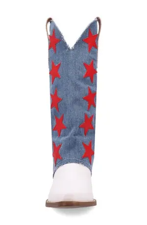DINGO Glory Days Denim Star Appliqué Western Boots