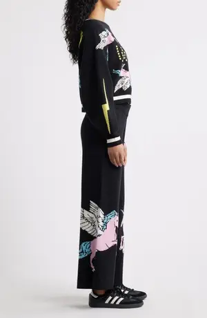 DRESSED IN LALA Weirdos Unite Pegasus Jacquard Sweater & Wide Leg Pants Set