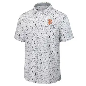 Tommy Bahama San Francisco Giants Nova Wave Riptide Rally Camp Button-up Short Sleeve Shirt - Gray