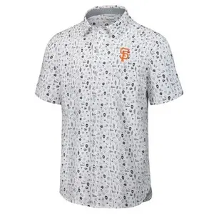 Tommy Bahama San Francisco Giants Nova Wave Riptide Rally Camp Button-up Short Sleeve Shirt - Gray