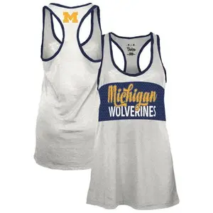 PRESSBOX Michigan Wolverines Tracy Racerback Burnout Tank Top