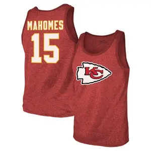 MAJESTIC THREADS Patrick Mahomes Kansas City Chiefs Tri-blend Player Name & Number Tank Top - Red