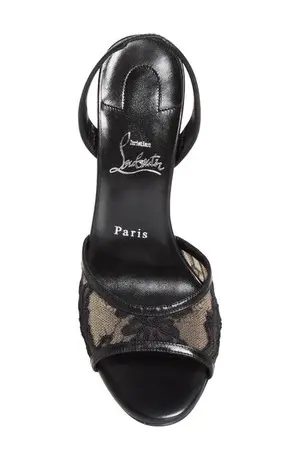 CHRISTIAN LOUBOUTIN Miss Z Lace Slingback Stiletto Sandals