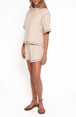 PETAL & PUP Melody Knit T-shirt & Shorts Set - Oat
