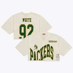Mitchell & Ness Reggie White Green Bay Packers Retired Player Cropped Fashion Jersey - Cream