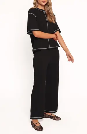 PETAL & PUP Angler Short Sleeve Sweatshirt & Pants Set - Black