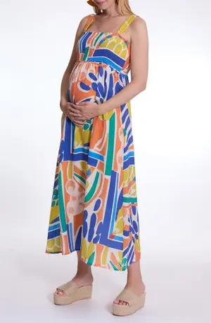 CACHE COEUR Naïade Maternity And Nursing Maxi Dress - Blue Multi