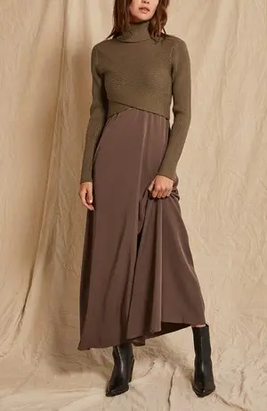 CRESCENT Sweater Top And Dress Set - Brown