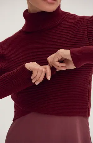 CRESCENT Ribbed Turtleneck Cropped Sweater And Maxi Dress Set
