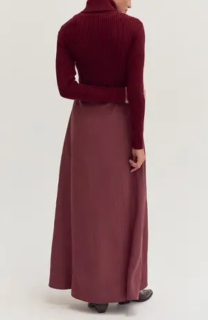 CRESCENT Ribbed Turtleneck Cropped Sweater And Maxi Dress Set