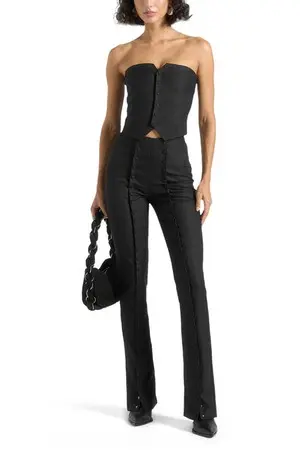 Manière De Voir Lise Cropped Tailored Blazer & Button Detail Bandeau