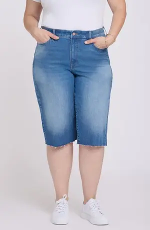 NYDJ Kristie '80s Raw Hem Denim Bermuda Shorts - Pacifica