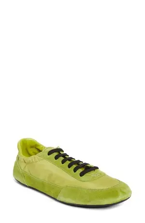 Prada Collapse Mixed Media Low Top Sneaker - Lime