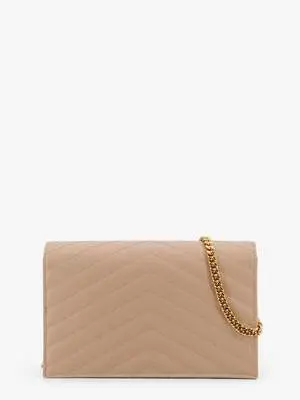 Saint Laurent Leather Shoulder Bag With Metal Cassandre Logo