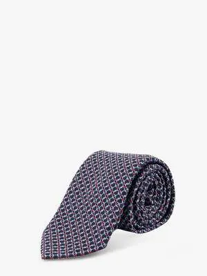 FERRAGAMO Silk Tie With Intreccio Print - Multicolor