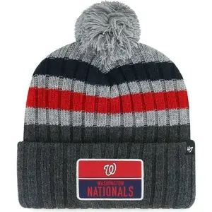 '47 Washington Nationals Stack Cuffed Knit Hat With Pom - Gray
