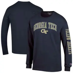 Champion Georgia Tech Yellow Jackets Arch Over Logo 2-hit Long Sleeve T-shirt - Navy