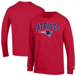 Champion New England Patriots Arch Over Logo Long Sleeve T-shirt - Red