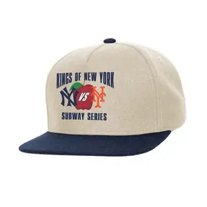 Mitchell & Ness New York Yankees Vs. New York Mets Subway Series Matchup Pro Pinch Snapback Cap - Cream