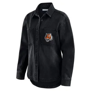 WEAR BY ERIN ANDREWS Cincinnati Bengals Oversized Washed Denim Shacket