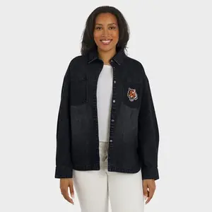 WEAR BY ERIN ANDREWS Cincinnati Bengals Oversized Washed Denim Shacket