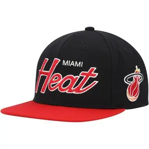 Mitchell & Ness Miami Heat Hardwood Classics Mvp Team Script 2.0 Snapback Hat - Black