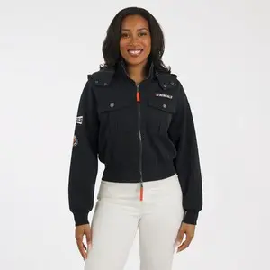 WEAR BY ERIN ANDREWS Cincinnati Bengals Patch Pocket Cropped Bomber Jacket