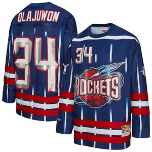 Mitchell & Ness Hakeem Olajuwon Houston Rockets Maxxed Out Fashion Hockey Jersey - Navy