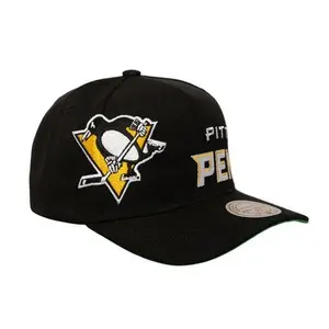 Mitchell & Ness Pittsburgh Penguins Busted Logo Wordmark Wrap-around Pro Pinch Adjustable Hat