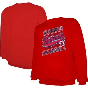 STITCHES Washington Nationals Lightweight Crew Sweatshirt - Red