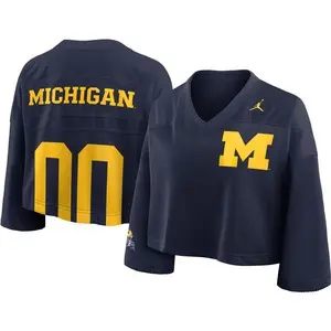 JORDAN BRAND Michigan Wolverines Cropped Mesh Dri-fit Fashion Jersey - Navy
