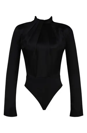 House Of Cb Neneh Long Sleeve Satin Bodysuit