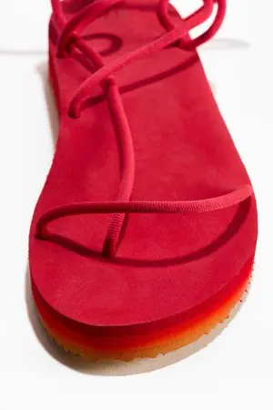 H&m Strappy Flatform Sandals With Ankle Tie