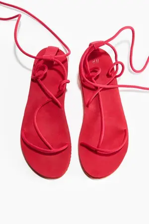 H&m Strappy Flatform Sandals With Ankle Tie
