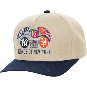 Mitchell & Ness New York Yankees Vs. New York Mets Subway Series Matchup Pro Pinch Snapback - Cream