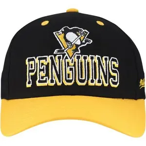 Mitchell & Ness Gold Pittsburgh Penguins Backside Script Two-tone Pro Crown Adjustable Hat
