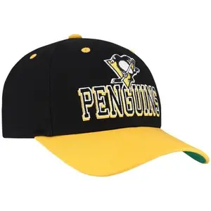 Mitchell & Ness Gold Pittsburgh Penguins Backside Script Two-tone Pro Crown Adjustable Hat