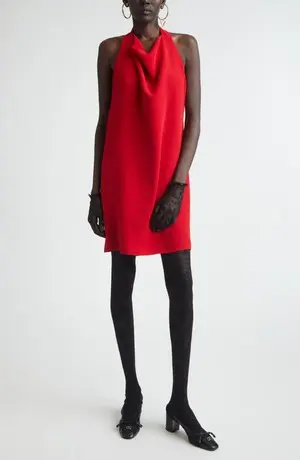 Valentino Garavani Halter Neck Draped Silk Cady Minidress