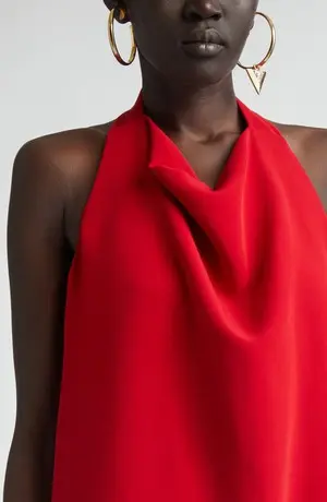 Valentino Garavani Halter Neck Draped Silk Cady Minidress